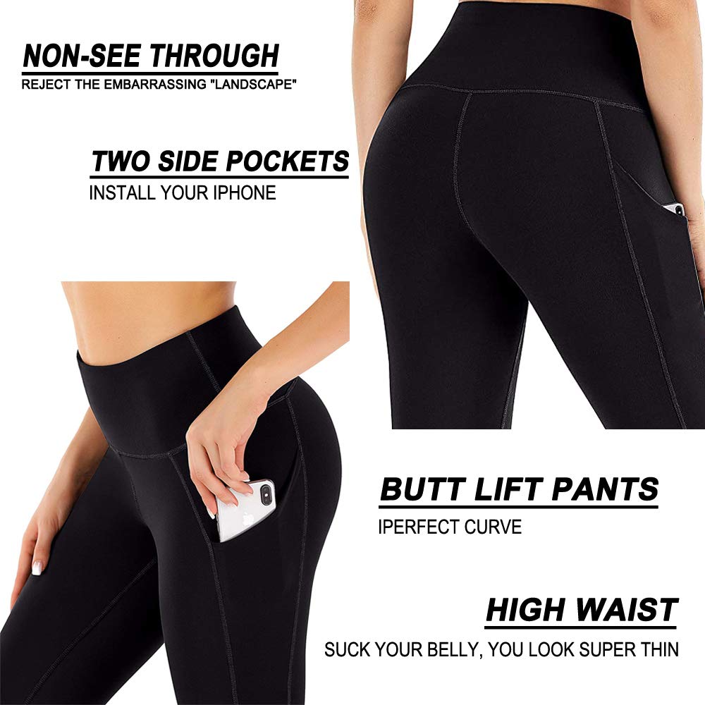 High Waisted Biker Shorts for Women-Workout Yoga Running Shorts Leggings with Pockets (1# Black,3 Pack, X-Large)