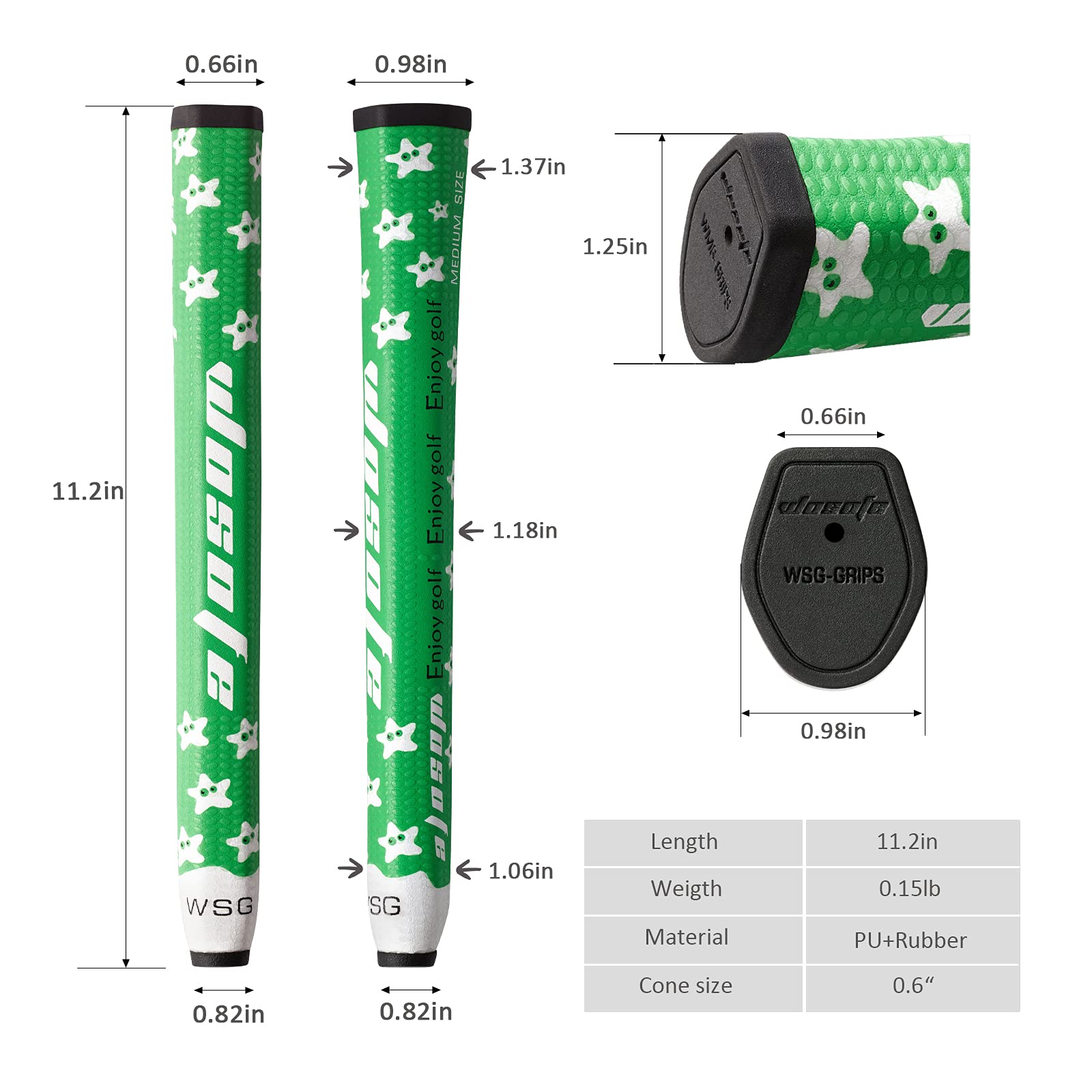 Golf Putter Grip Midsize 55g 3.0 LightWeight Non-slip Silica Gel Particle Eva Mens Starfish Pattern Several Colors to Choose (Blue, Midside)