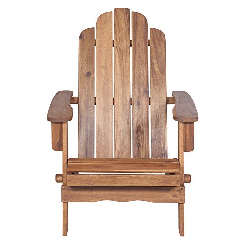 Walker Edison Outdoor Patio Wood Adirondack Foldable Chair All Weather Backyard Conversation Garden Poolside Balcony, Set of 1, Brown