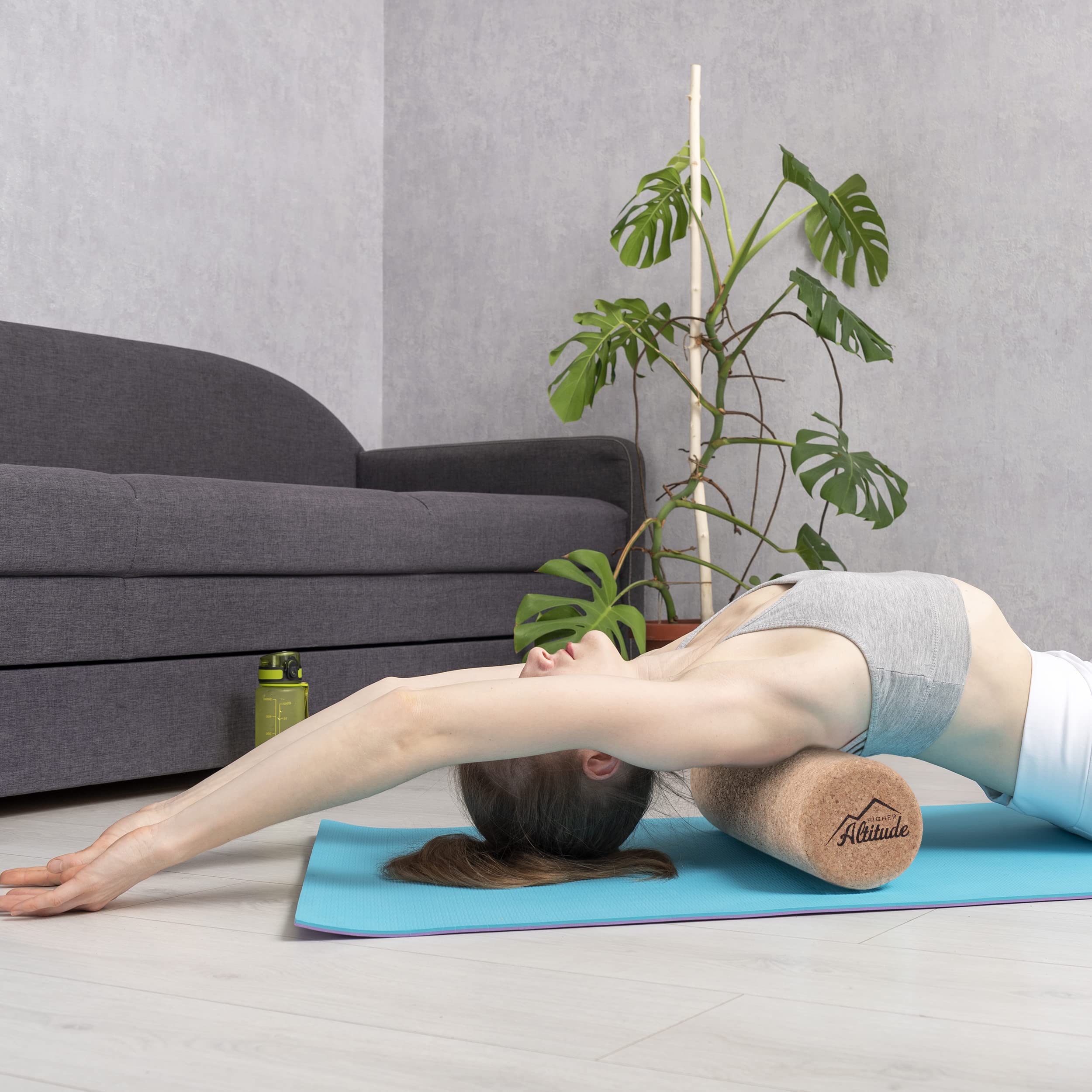 Higher Altitude Yoga Back Roller - 12 x 3.8in Full Body Cork Gym Muscle Roller for Relieving Muscle Knots and Tension
