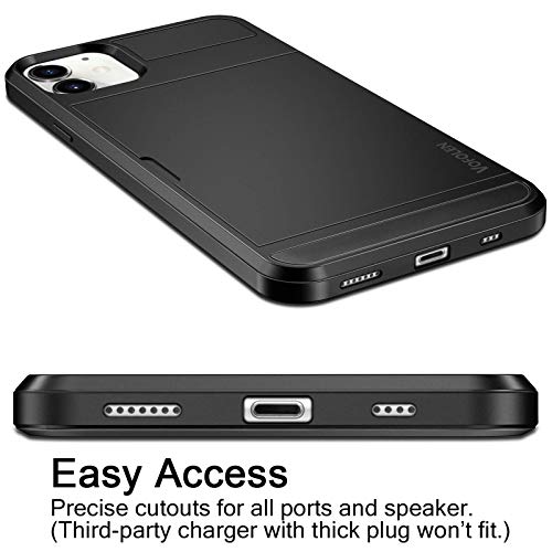 Vofolen Compatible with iPhone 12 Case 5G Wallet Cover Credit Card Holder Slot Sliding Back Pocket Anti-Scratch Dual Layer Protective Compatible with iPhone 12 5G Black
