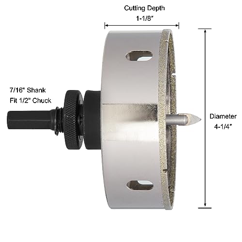 HLOFIZI 4-1/4 Inch Diamond Hole Saw 4.25 Tile Hole Saw for Ceramic, Tile, Glass, Granite, Porcelain, Marble, with Guiding Drill Bit
