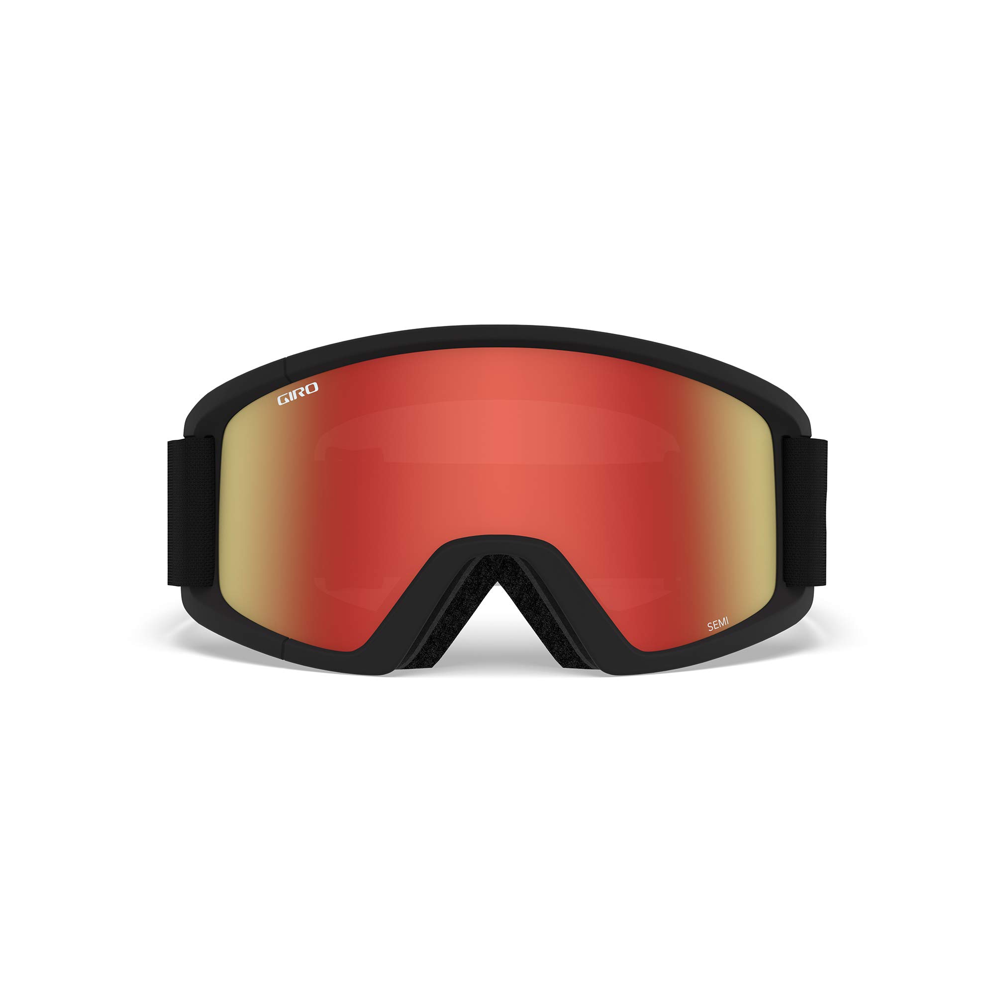 Giro Semi Ski Goggles - Snowboard Goggles for Men, Women & Youth - Black Core Strap with Amber Scarlet/Yellow Lenses