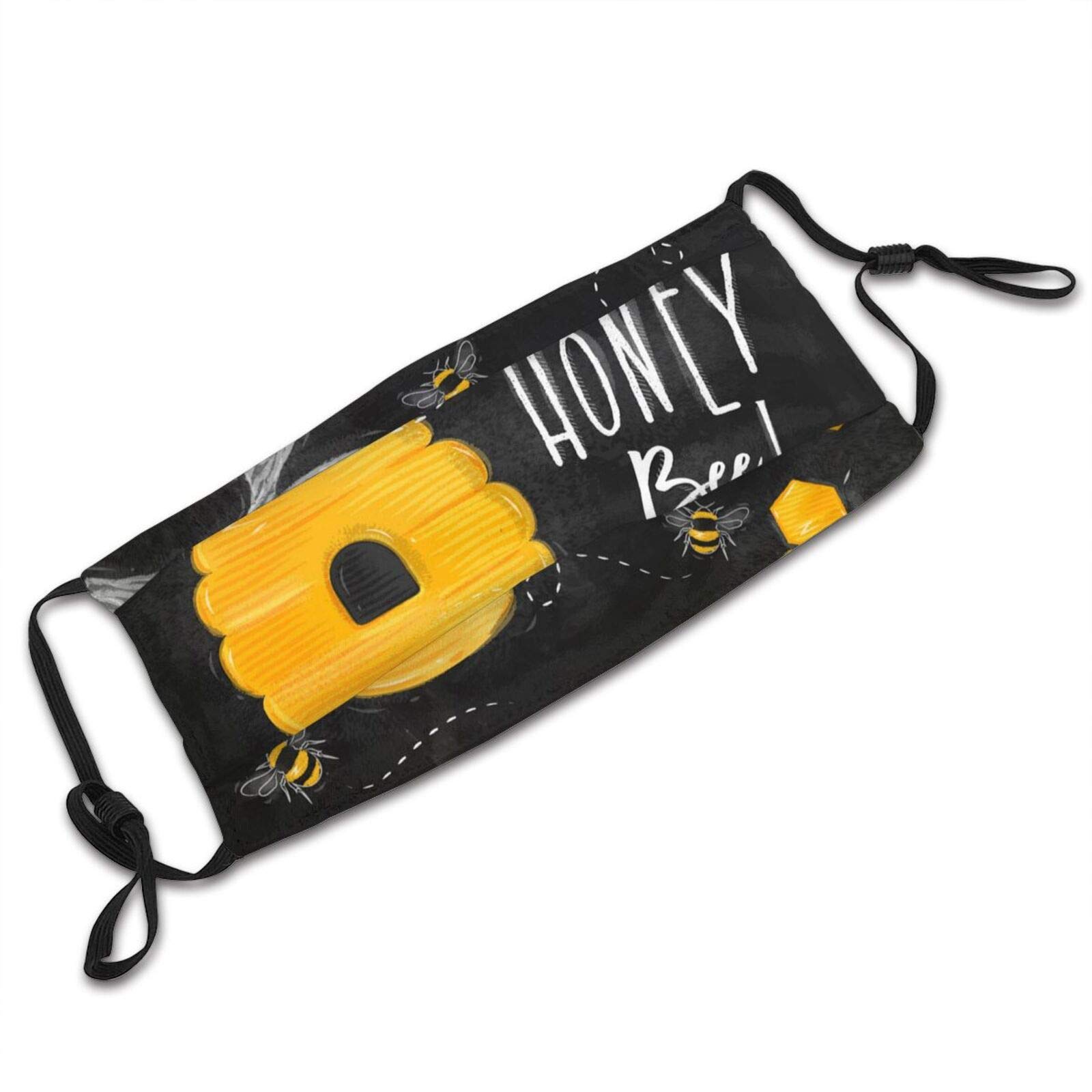 Honey Bee Chalk Face Mask Unisex Balaclava Mouth Cover With Filter Windproof Dustproof Adjustable Mask