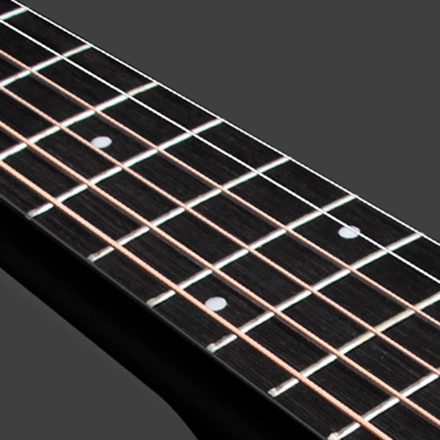 MUWIZ Guitar Kit, String Instrument Electronic Guitar 41 Inches Solid Wood Veneer Warm Tone Feel Comfortable Adjustable Chord Pitch Student Adult Beginner's Guide Folk Pop Guitar (Color : Black)