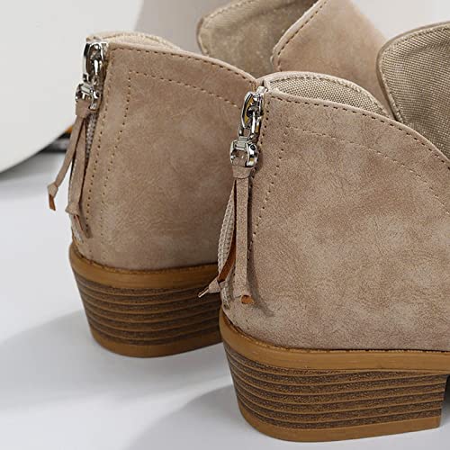 Lovely Nursling Womens Fashion Boots Low Heel Womens Ankle Booties Boots Square Toe Anti-Slip Womens Combat Boots Short Platform Booties