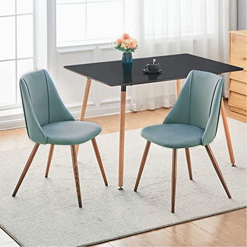 QIAYA Velvet Dining Chair Set of 2 Accent Chair with Metal Legs Modern Dining Room Chairs with Soft Seat for Dining Room Make Up Room Lake Green