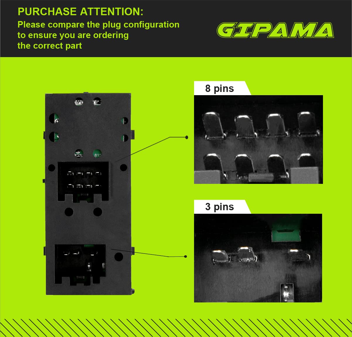 Gipama 901-339 Power Window Switch for Ford 2003-2008, Lincoln 2006-2008, Mercury 2003-2008(Driver Side)