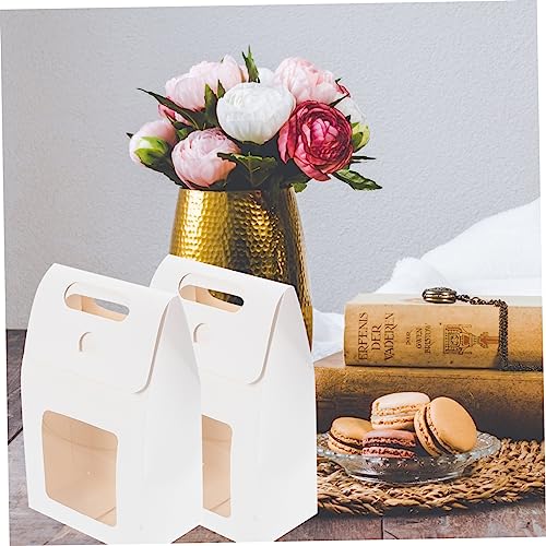 ULTECHNOVO 12pcs Cupcake Boxes Window Gift Bag Mini Muffin Mini Containers Clear Cake Box Small Baking Boxes Kraft Cupcake Holder Christmas Gift Bags Muffins Packaging Box Cake Container Box