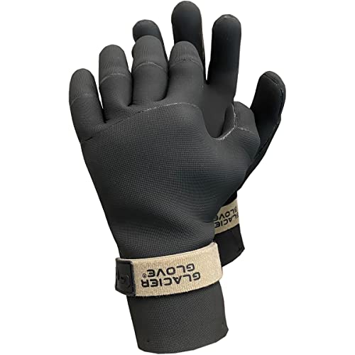 Glacier Glove Men's Perfect Curve Waterproof Fleece-Lined Blind Stitched Neoprene Gloves | Seamless Palm | Pre-Curved Fingers, Black, Large