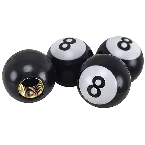 QILISEN Car Tire Valve Caps 4 Pack, Valve Stem Covers with Pool 8 Ball Design, Universal Tire Caps Suitable for Cars, Trucks, SUVs