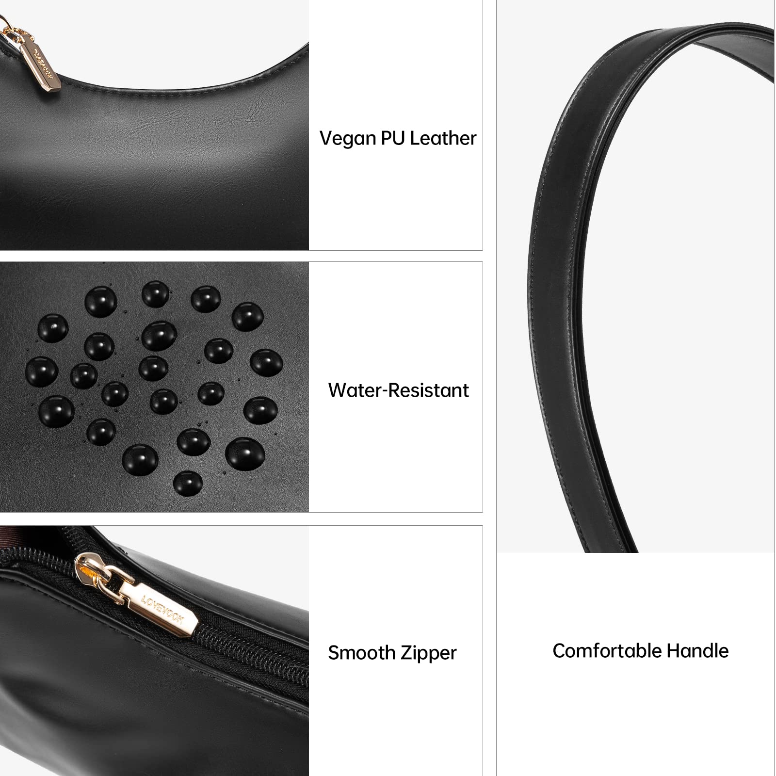 LOVEVOOK Small Purses for Women, Retro Classic Black Shoulder Bag Cute Mini Handbag, Vegan Leather Tote Clutch Purse Hand Bags