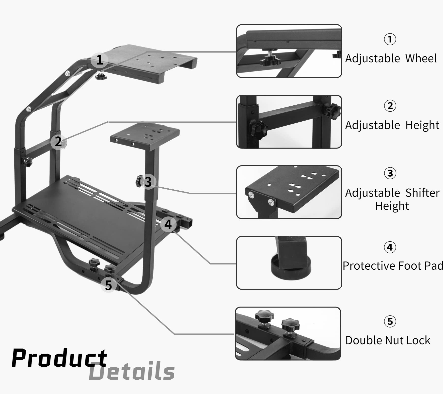 Hottoby Racing Steering Wheel Stand G29,Height Adjustable Racing Simulator Stand,fits for Logitech G25 G27 G290 G923 Racing Wheel and Pedals Not Included