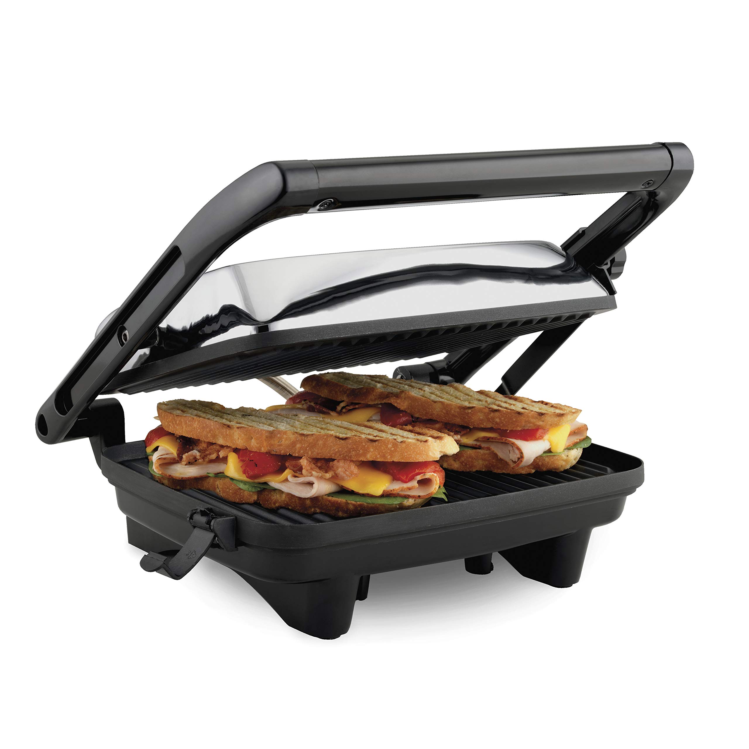 Hamilton Beach Panini Press Sandwich Maker & Electric Indoor Grill with Locking Lid + Hamilton Beach Food Processor & Vegetable Chopper