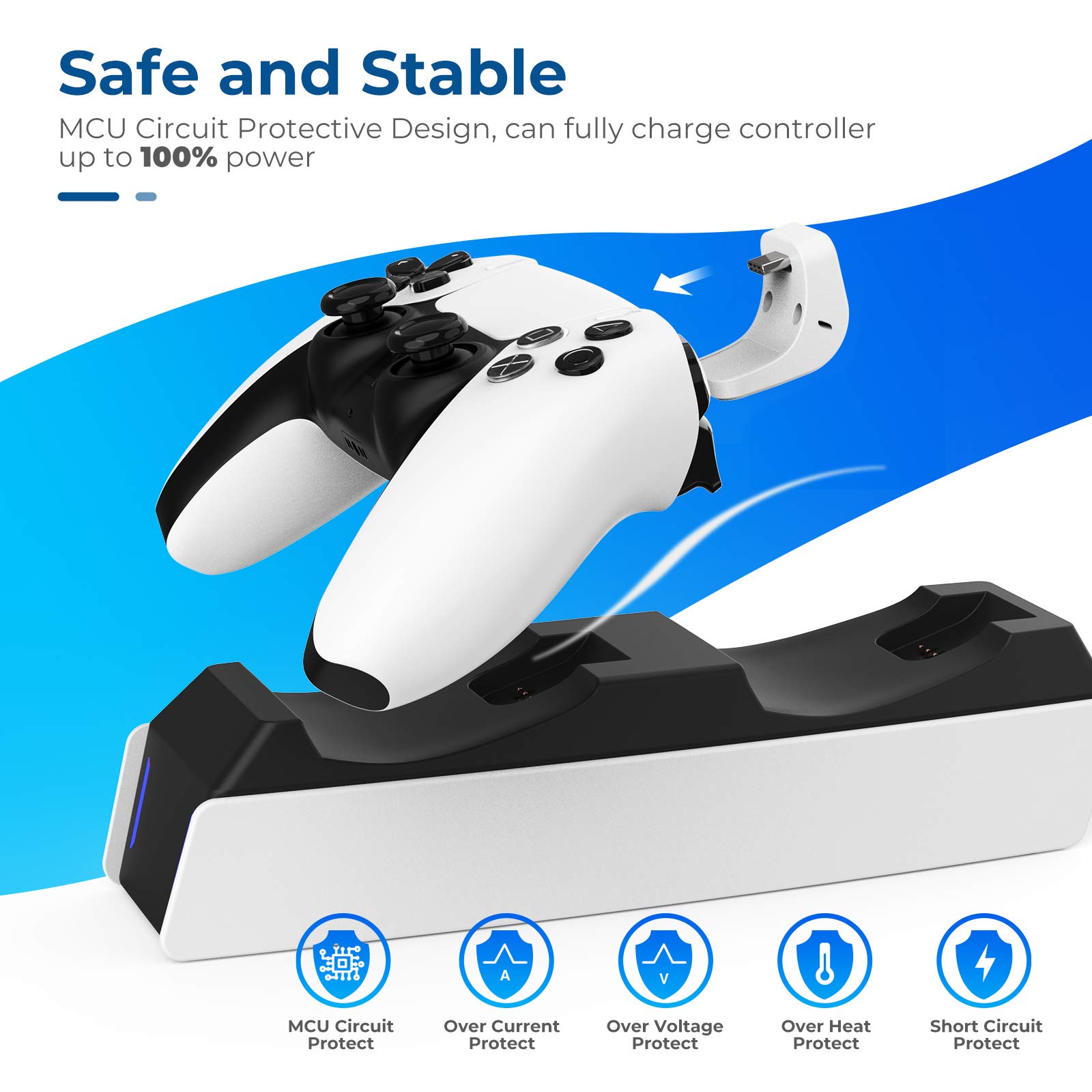 Gtcoupe Dual Ps5 Controller Charging Station Dock, Fast Charging Station for Dualsense Playstation 5 Controller, Playstation 5 Accessories Charger