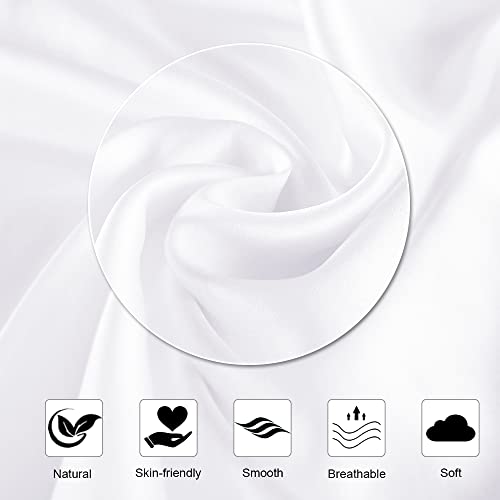 Silk Pillowcase 2 Pack for Hair and Skin, Ravmix Mulberry Silk Pillow Cases Standard Size 20×26inches Set of 2 Cooling Silk Pillow Covers with Hidden Zipper, Pure White