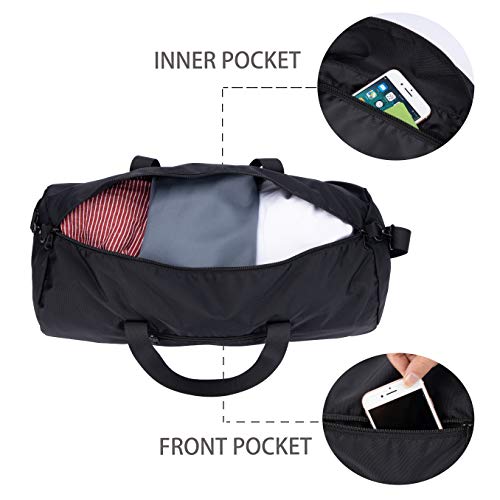 Vorspack Duffel Bag 28 Inches Foldable Lightweight Gym Bag with Inner Pocket for Travel Sports - Black