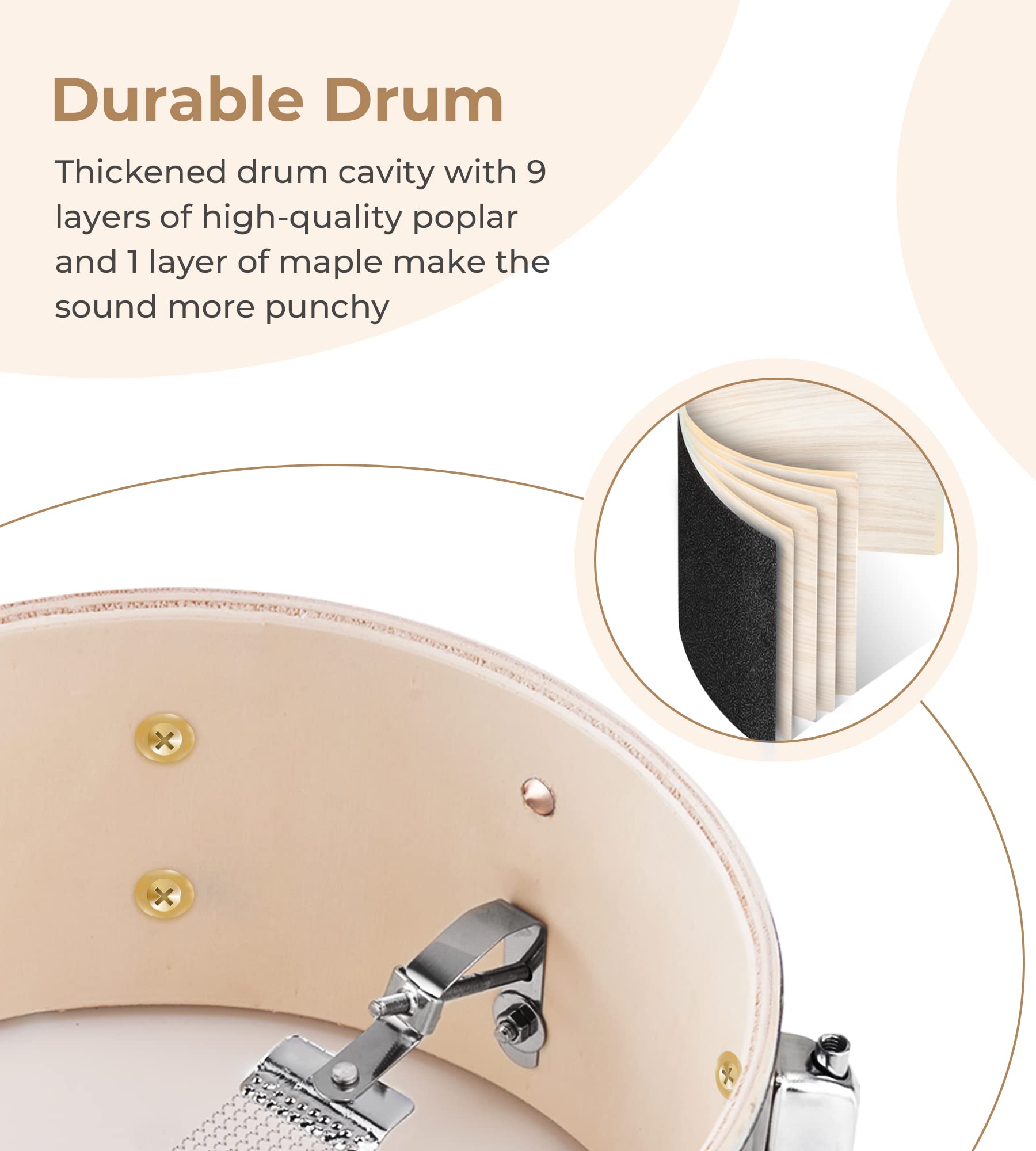Kids Drum Set, 5 Piece Junior Drum Set for Beginner, 16 Inch Drum Set for Student Children Teens Starter Kits with Adjustable Throne Cymbal Pedal Drumsticks, Black, by Vangoa