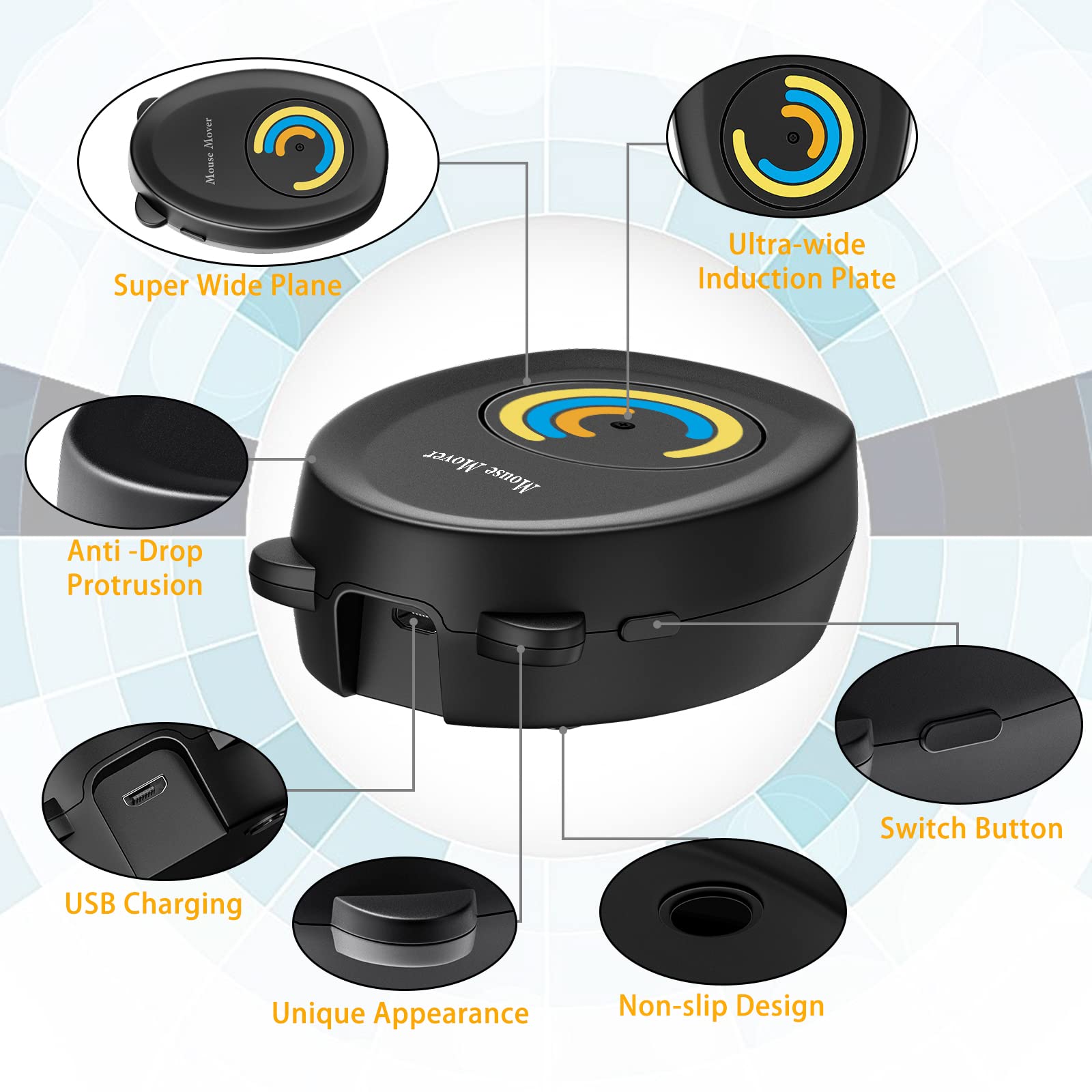 Mouse Jigger Undetectable - Mouse Mover - Keeps PC or Laptop Automatic Running Without Any Control, Suitable for Home, Office, Gaming, USB Charging Black
