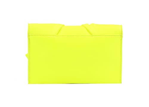 Handbag Republic Evening Clutch Messenger Style With Cute Bow Tie Purse Vegan PU Leather Crossbody Shoulder Bag (L-Neon Yellow)