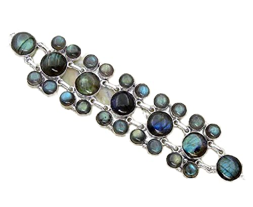 Genuine Labradorite 925 Sterling Silver Overlay Handmade Fashion Bracelet Jewelry