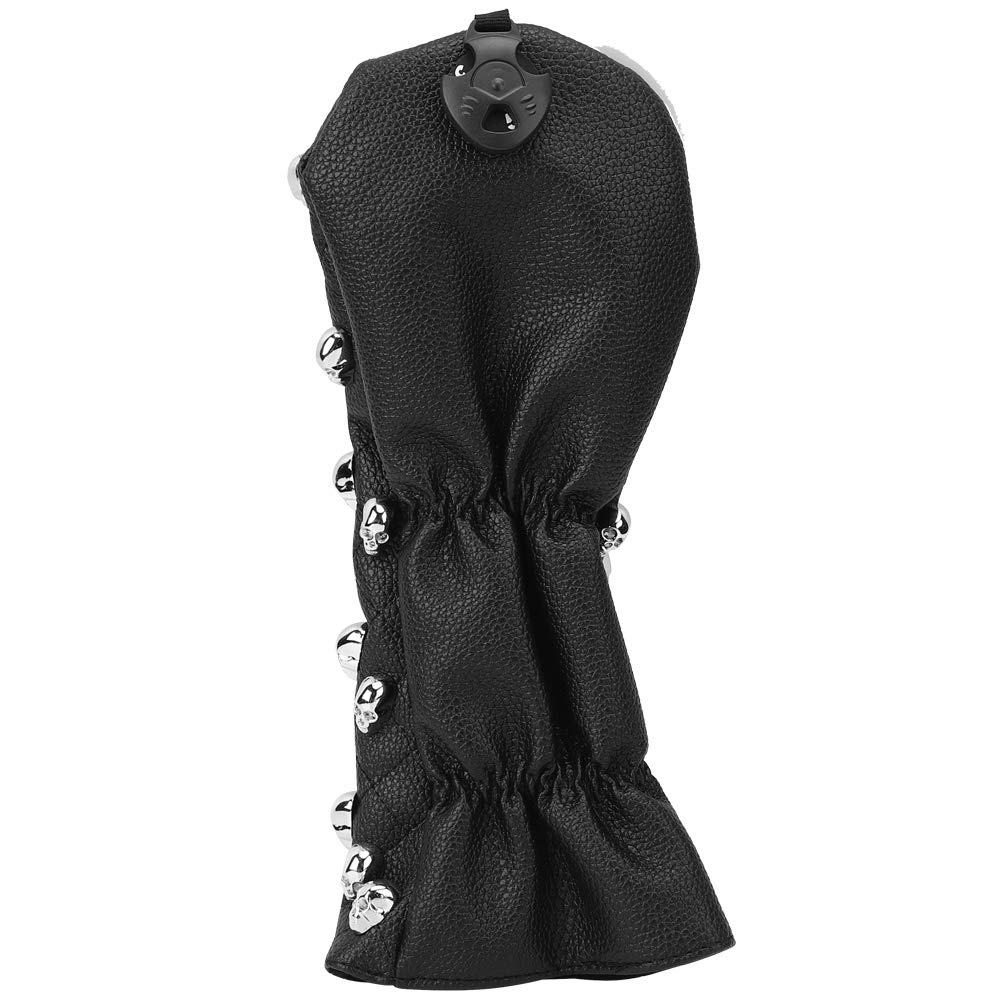 Golf Head Cover,Keenso Golf PU Skull Wooden Club Head Protector Cover Headcover Protector Accessory Black(M)