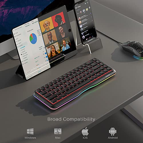 KEMOVE K68 60% Wireless Mechanical Gaming Keyboard Supports 2.4G/Bluetooth5.0/USB-C, Light Strip RGB Backlit Hot-Swappable 68 Keys Wired Keyboard for Mac Windows, Gateron Silver Pro Switches