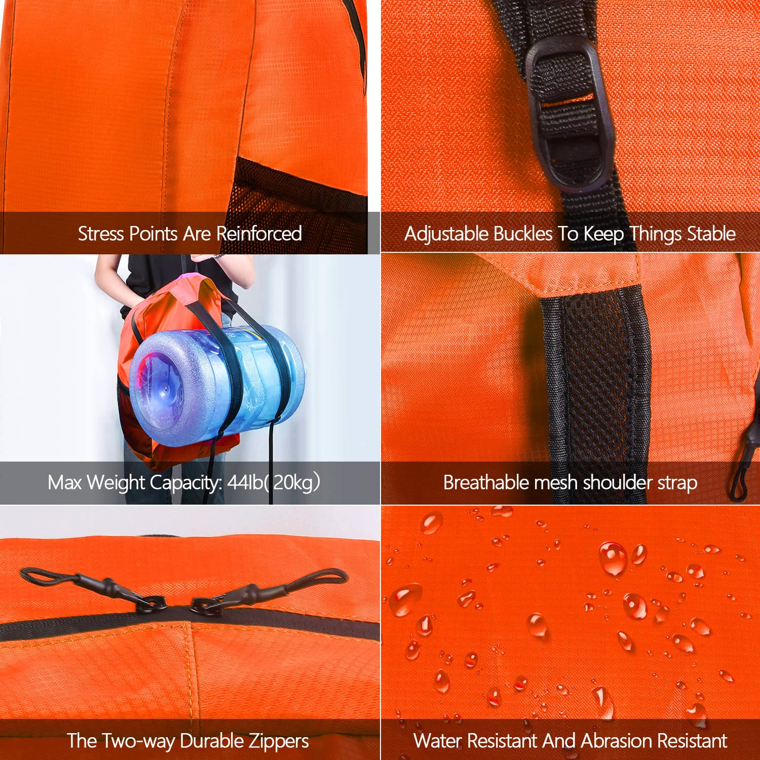 Hiking Backpack Ultra Lightweight Packable Camping Backpack Waterproof Travel Outdoor Hiking Daypack for Women Men(Orange 16L)