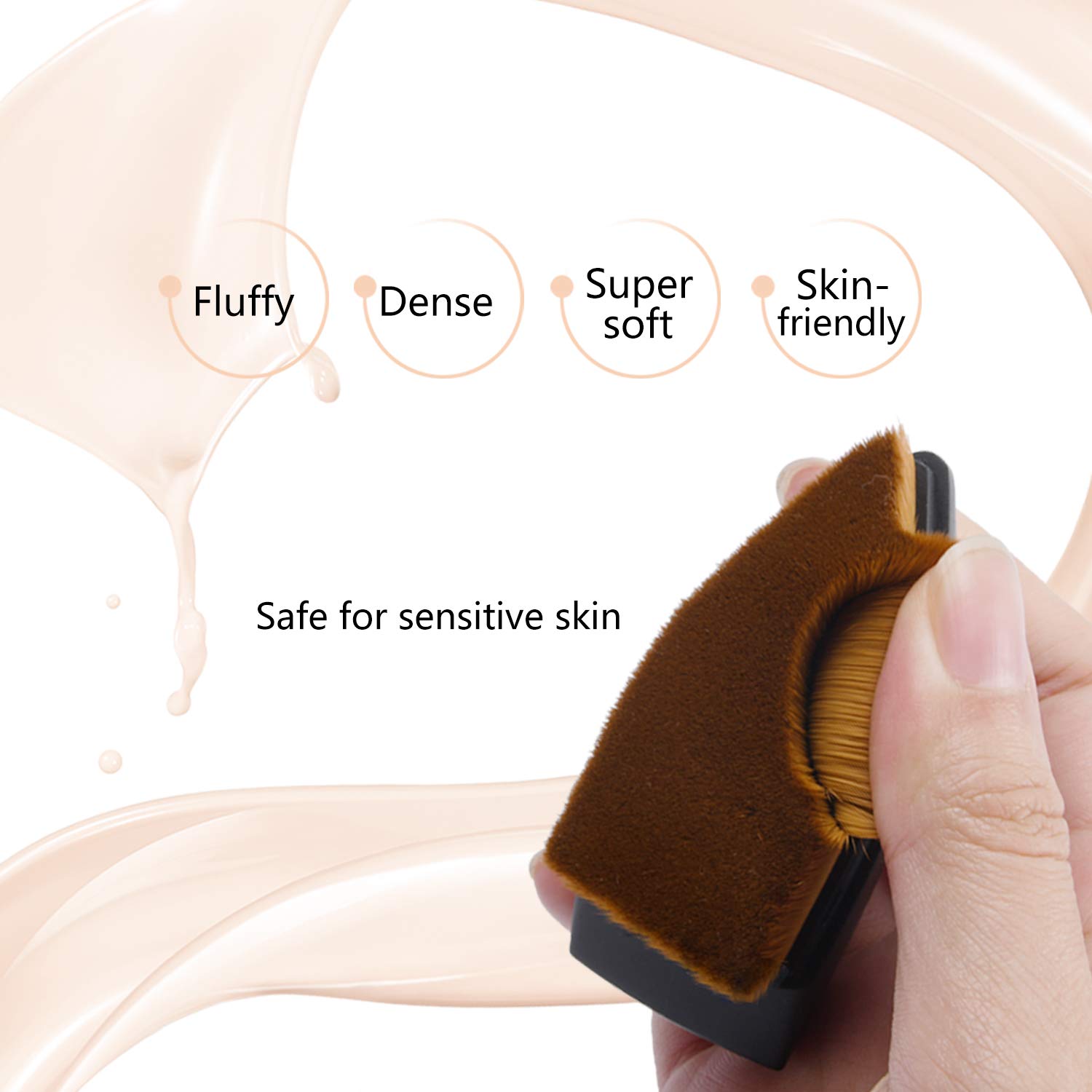 GODR7OY Foundation Brush, Flat Top Kabuki Makeup Brush, Shape of The Iron Large Full Coverage Face Brush Suitable for Mixing Liquid, Cream or Flawless Paint Tools (Black)