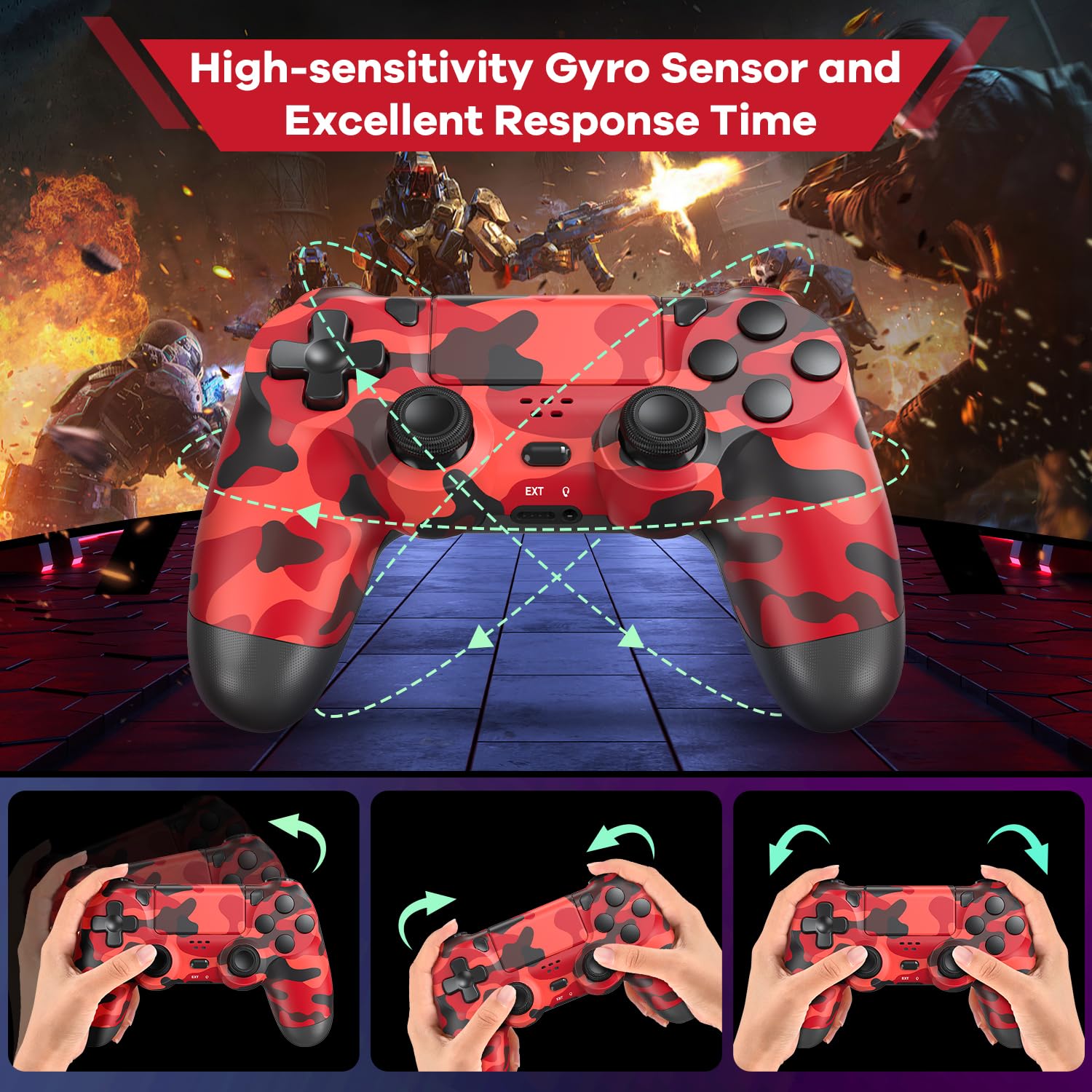 Hiyuky PS4 Controller,Wireless Controller for PS4/Slim/Pro/PC with Headphone Jack/Dual Vibration/6-Axis Motion/Touch Pad【Upgraded】