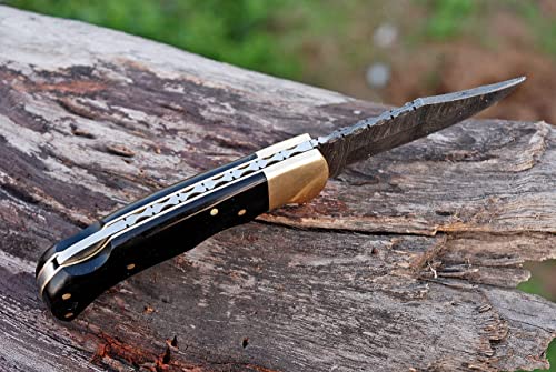 Handmade Damascus Steel Pocket Knife & Knife Sharpener