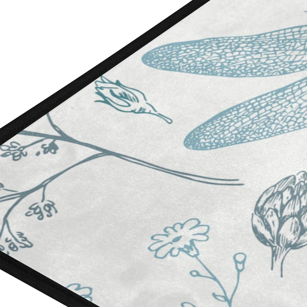 Kitchen Rugs Blue Dragonfly Design Non-Slip Soft Kitchen Mats Bath Rug Runner Doormats Carpet for Home Decor, 39" X 20"