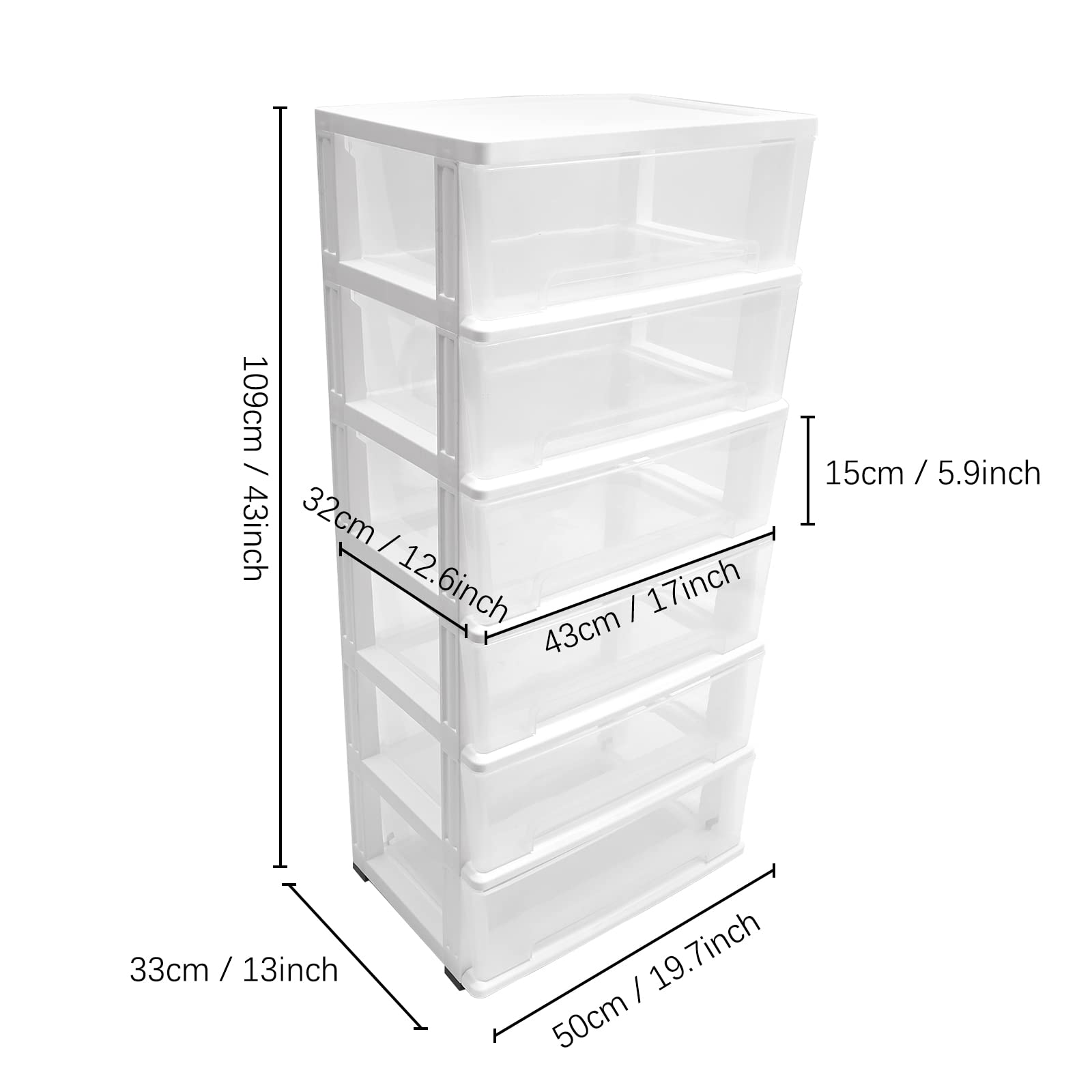 HAPPCUCOE 6 Tier Utility Cart Rolling Storage Carts Kitchen Cart Trolley with Wheels Drawer for Offices,Bedrooms,Studies,Tea Tables,Living Rooms, Entrances,Corridors (White)