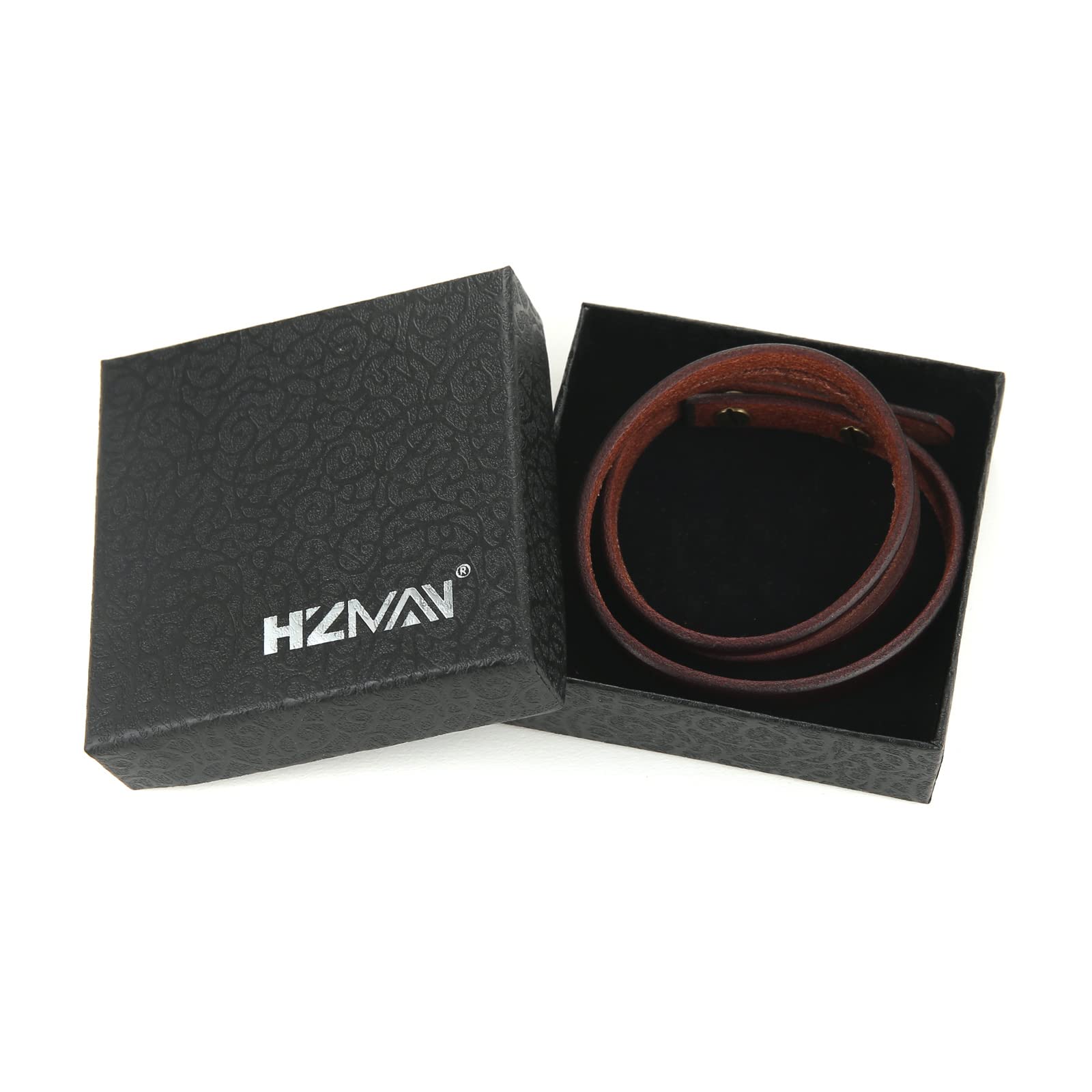 HZMAN 8.0 Inch Mens Handmade Leather Cuff Bracelet Steampunk Style leather wrap Wristband for Women Genuine Leather Bracelet(Brown)