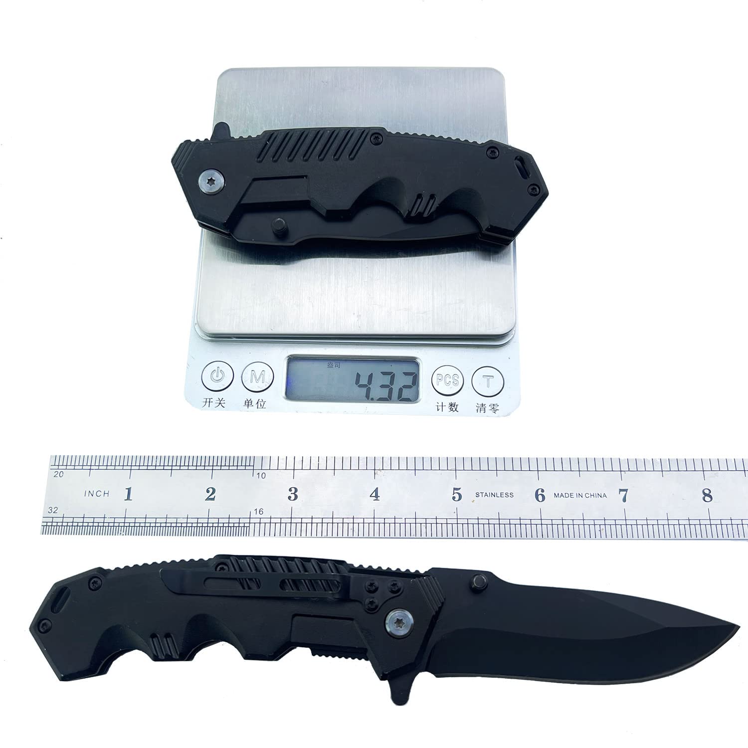 Labstandard Pocket Folding Knife with 3.34β Stainless Steel blade and Aluminum Handle-Folding hunting camping Knife with liner