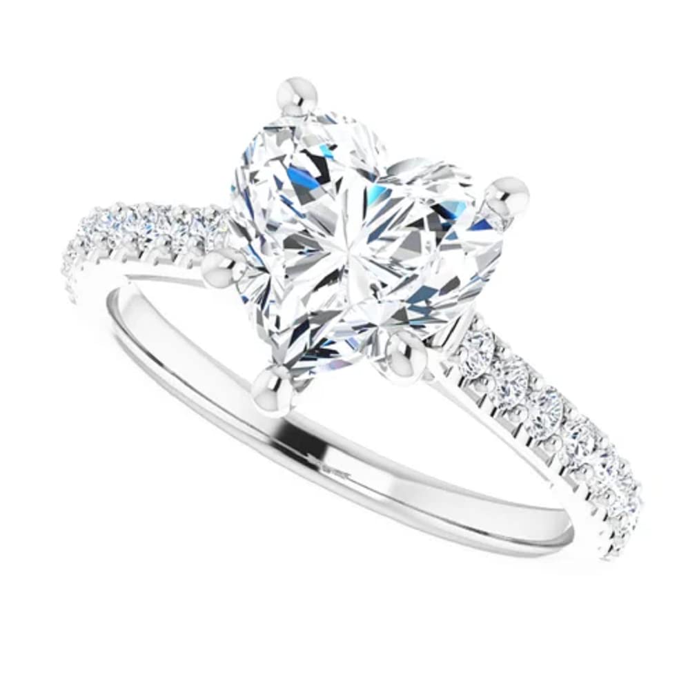 JEWELERYIUM 2 CT Heart Cut Colorless Moissanite Engagement Ring, Wedding/Bridal Ring Set, Solitaire Halo Style, Solid Sterling Silver Vintage Antique Anniversary Promise Ring Gift for Her (7.5)