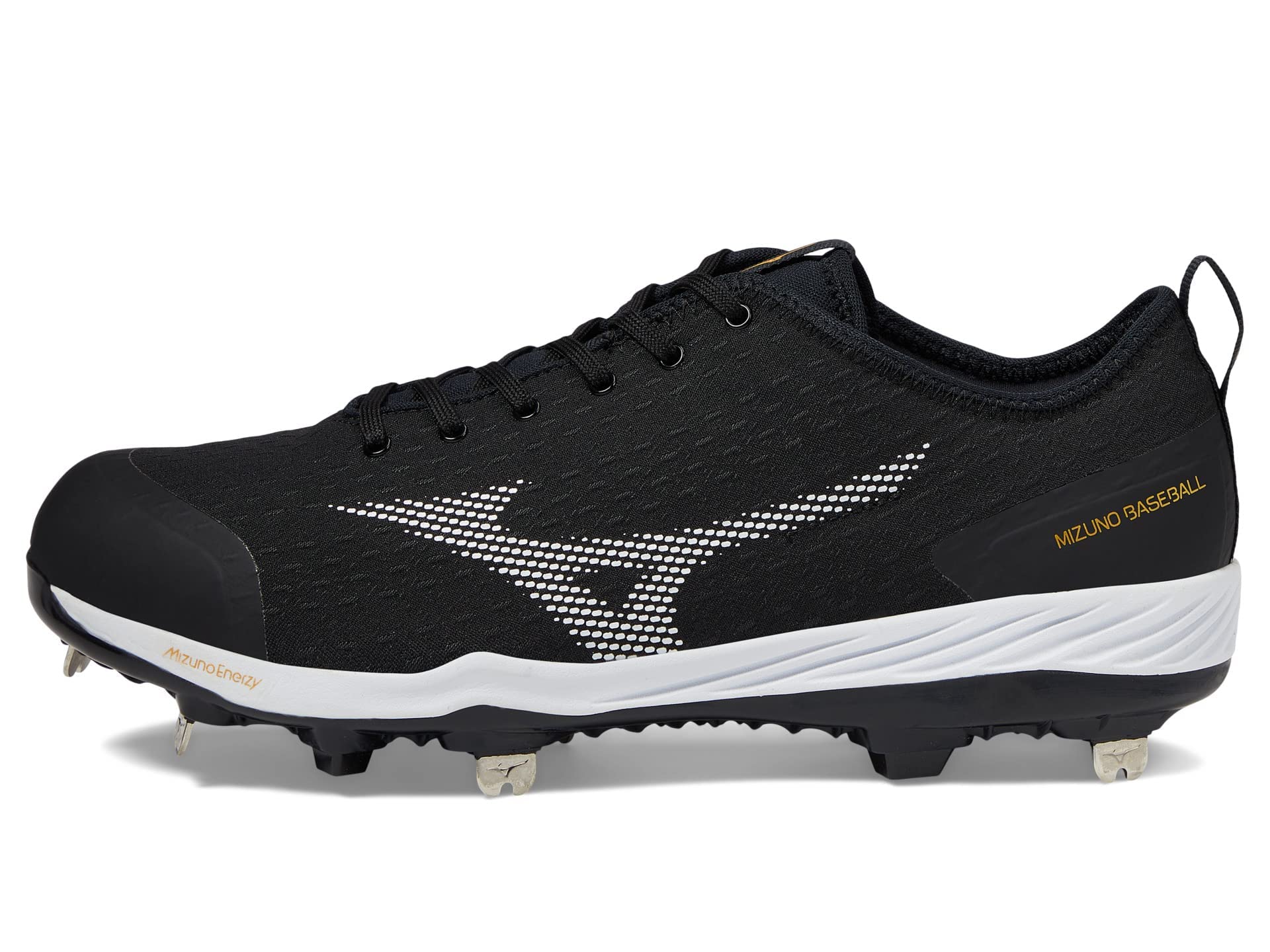Mizuno Men's Dominant 4 Baseball Shoe, Black-White, 8.5