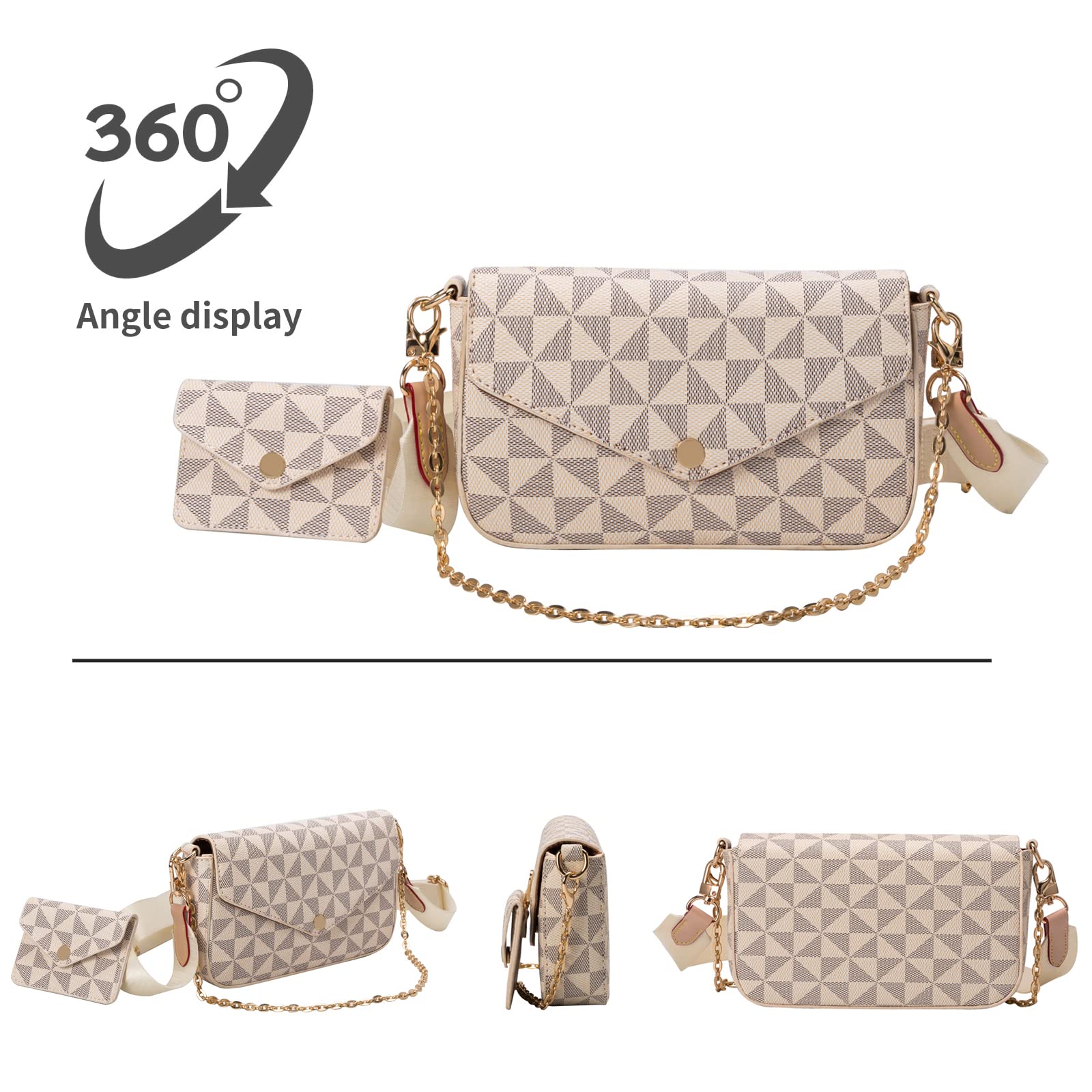 Lacel Urwebin Small Crossbody Bags for Women Stylish Designer Purses White Messenger Bags Coin Purse including 2 Size Bag