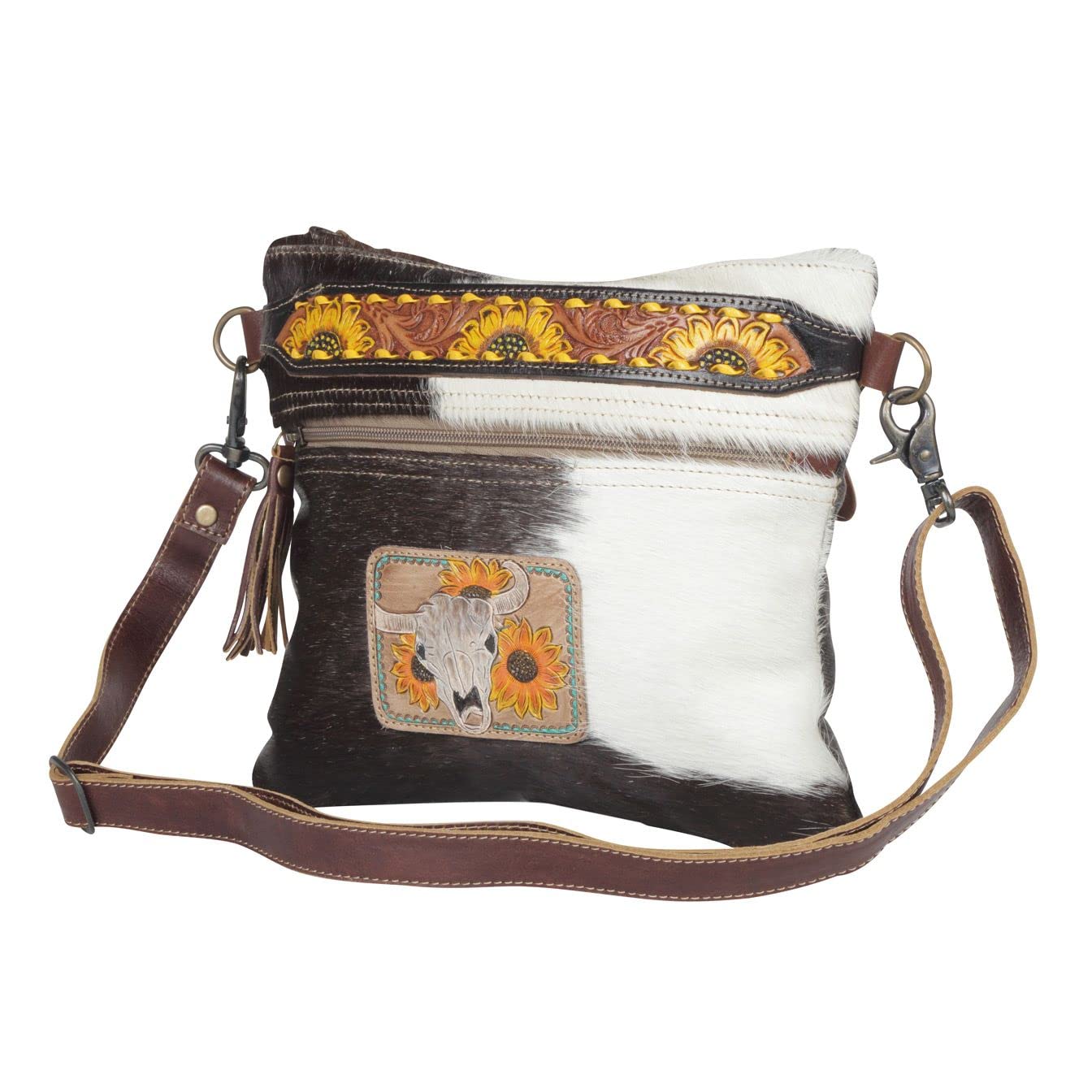 Myra Bag Choco-Cream Delight Hand-Tooled Bag S-4331