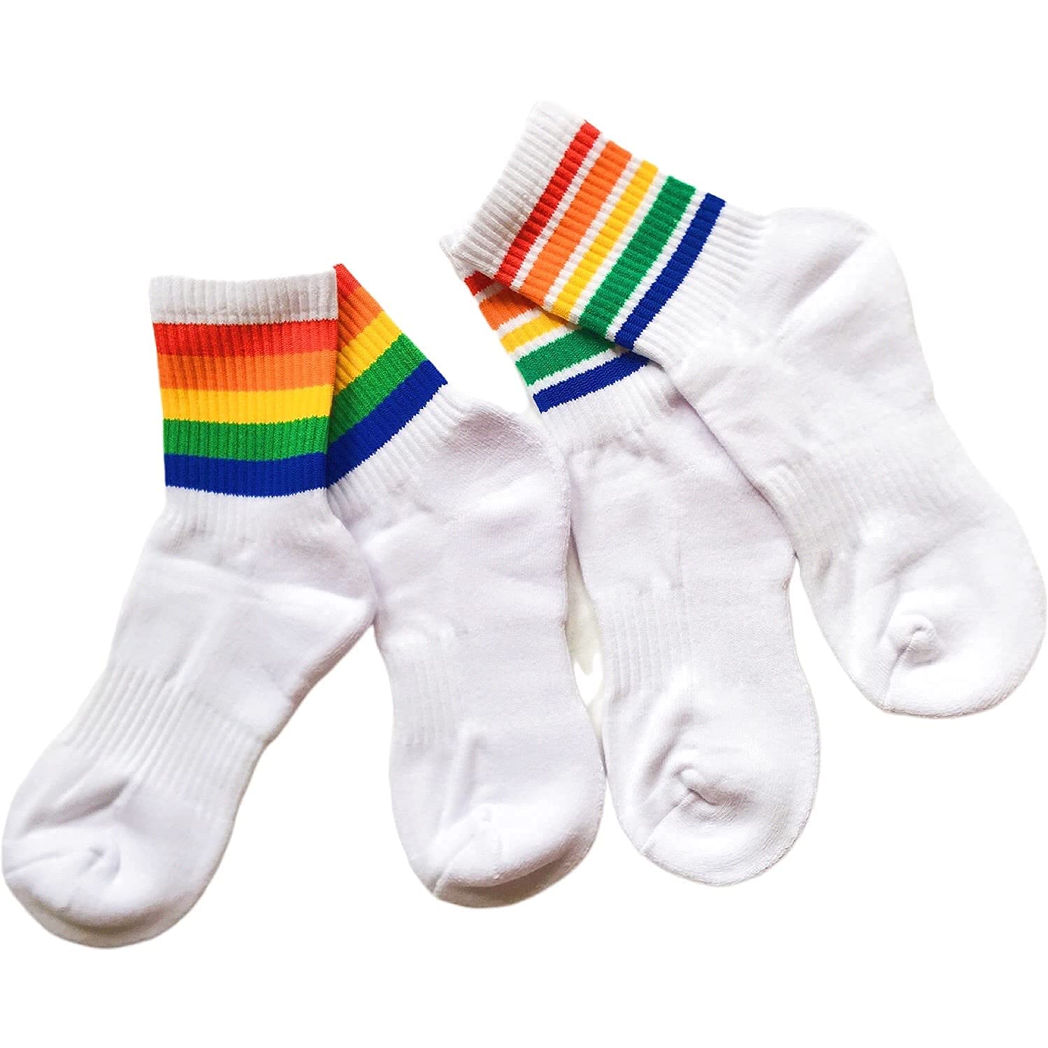 HILGBTQ Rainbow Athletic socks for men&women white 2-pairs