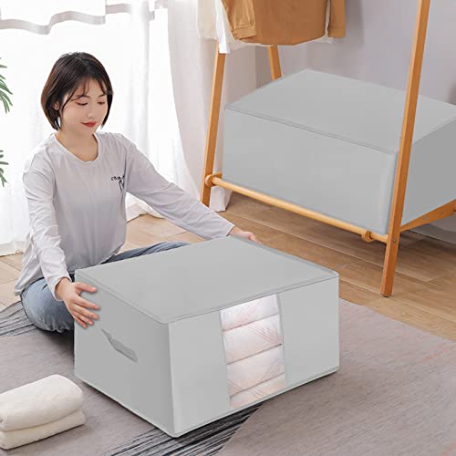 ZenTiky 3 Packs Large Clothes Storage Bag, Double Zipper Clothes Organizer with Clear Window for Store Quilt, Blanket, Pillow, Bed Sheet, Jacket (XL + L + M)