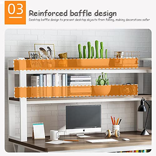 QQXX Computer Desk with Hutch and Bookshelf,47 inch Large PC Table with Metal Legs,Home Office Table Desk with Storage Shelves,Study Writing Workstation,Easy Assemble,White,31x20x29inch