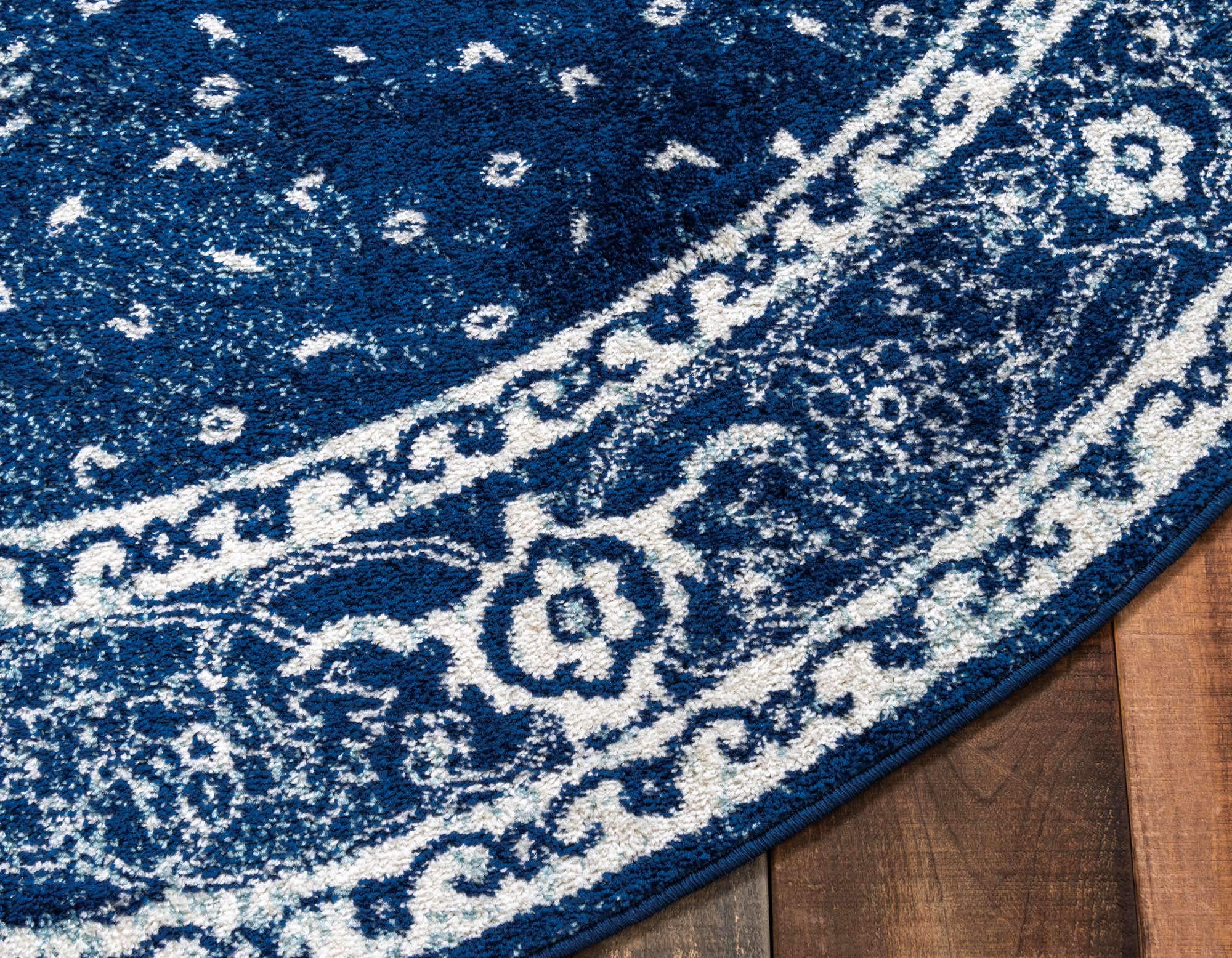 Unique Loom Bromley Collection Area Rug - Midnight (7' 10" Round, Navy Blue/ Ivory)
