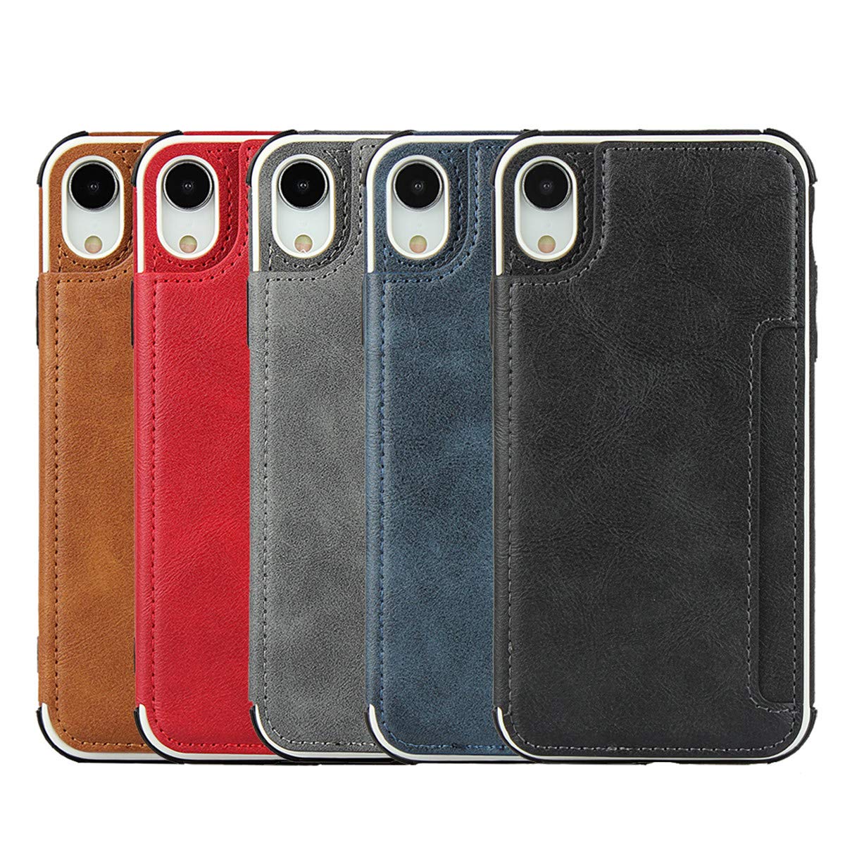 iCoverCase Wallet Case, with Card Slots Holder and Wrist Strap PU Leather Kickstand Double Magnetic Clasp Shockproof Cover Case for iPhone XR 6.1 Inch (Khaki)