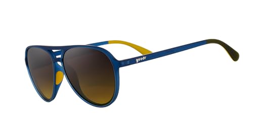 Goodr Frequent Skymall Shoppers Blue Aviator Running Sunglasses, Glare Reducing Blue Polarized Gradient Lenses, UV400 Protection Block, Frame Constructed to Eliminate Slip & Bounce, Large