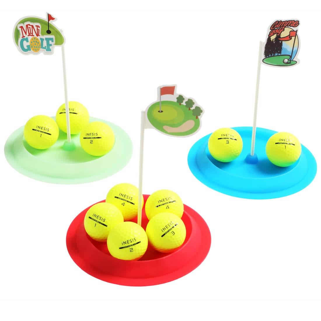 GLANC 3PCS Golf Putting Cups Hole with Flag, Putting Training Aids Practice Indoor and Outdoor Practice Putting Green Cup
