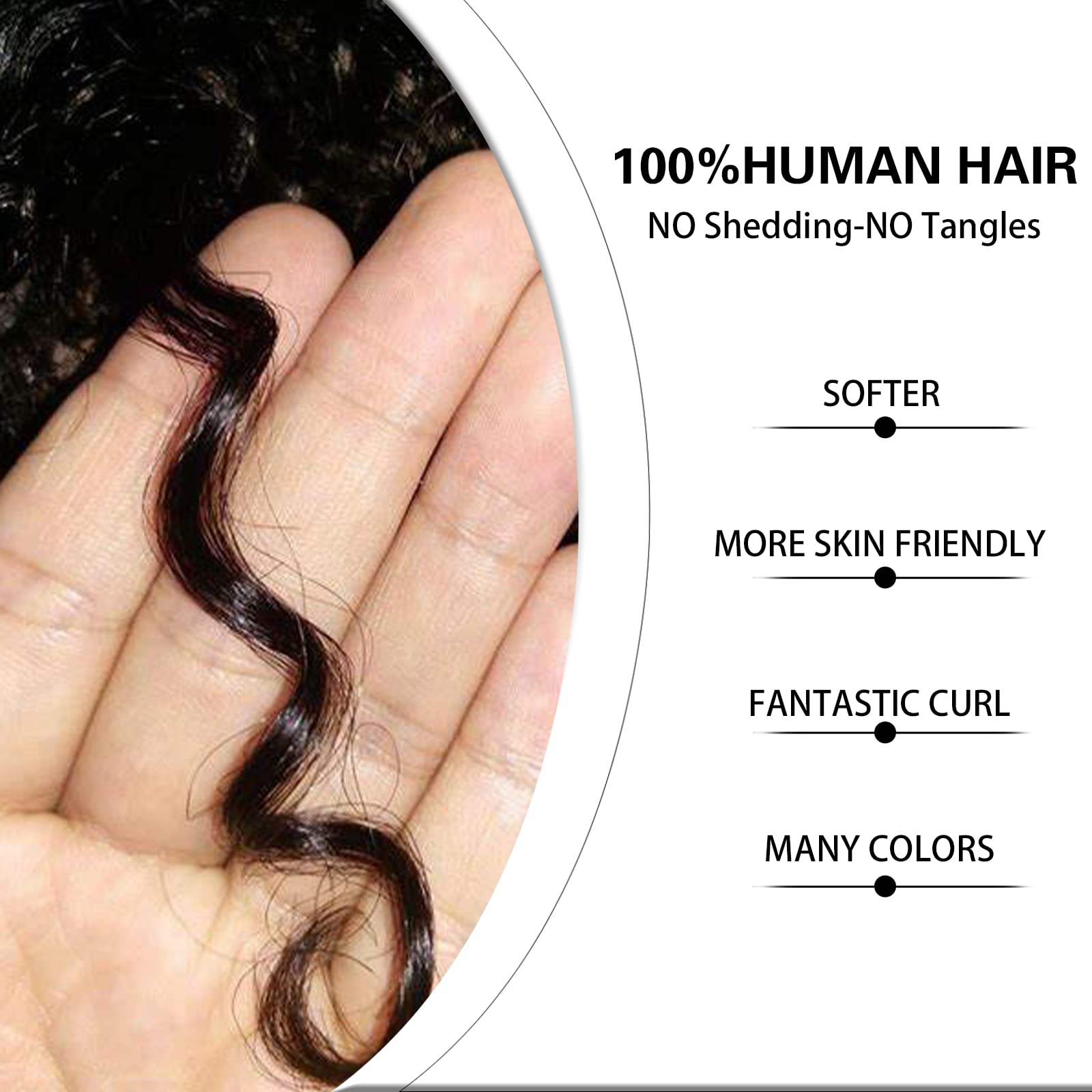 MOWCAW Short Curly Human Hair Wigs for Black Women 8 Inch Short Curly Wig Brazilian Deep Wave Side Part Pixie Cut Glueless Wigs Afro Kinky Bob Wig (Black