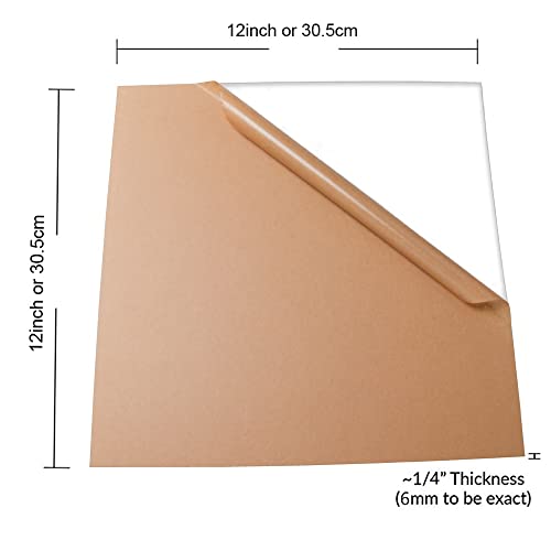 Umootek Acrylic Sheet Clear Cast Plexiglass 12 x 12 inches Square Panel 1/4 Thick (6mm) Clear Plastic Plexi Perspex Plate Panel with Protective Paper for Signs, DIY Display Projects, Craft