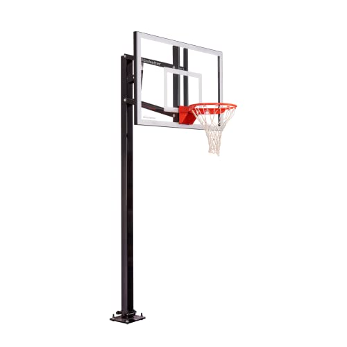 Goalsetter Elite Plus 54β Tempered Glass Backboard In-Ground Basketball Hoop - HD Breakaway Rim, Black (TS44154G3)