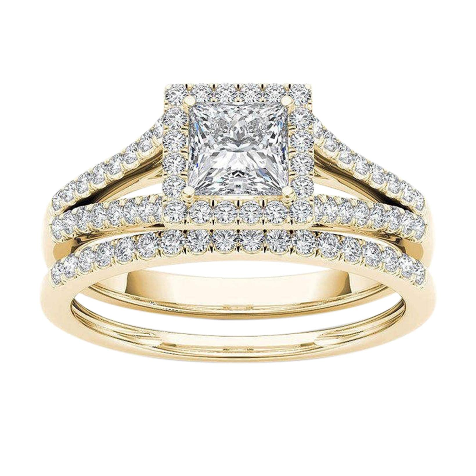 iLH Clearance Deals Rings,Silver Ring Womens Diamond Engagement Wedding Band Rings Jewelry Gift for Moms (T-05, 8)